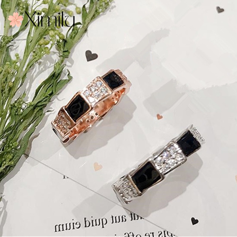 Original Snake Ring Unique Popular Inlaid Zircon Epoxy Ring | Shopee ...