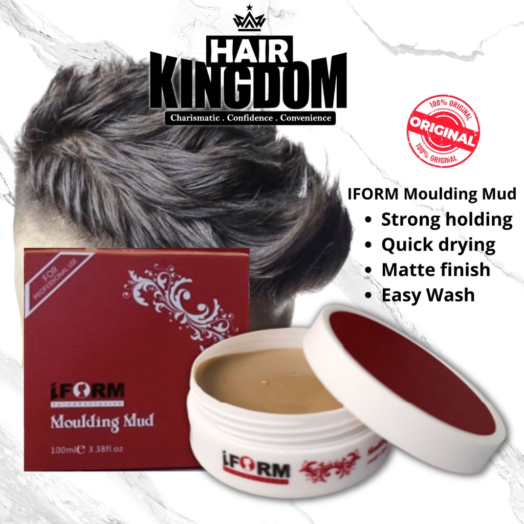 IForm Moulding Mud (100ml) Men Hair Wax Clay Styling [Easy Wash / Extra Strong Hold / Anti Hair ...