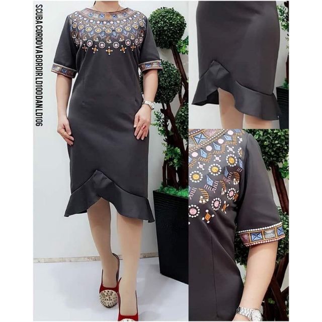 !!READY STOCK!! DRESS ETNIK MATERIAL SCUBA CORDOVA BORDIR/SULAM ...