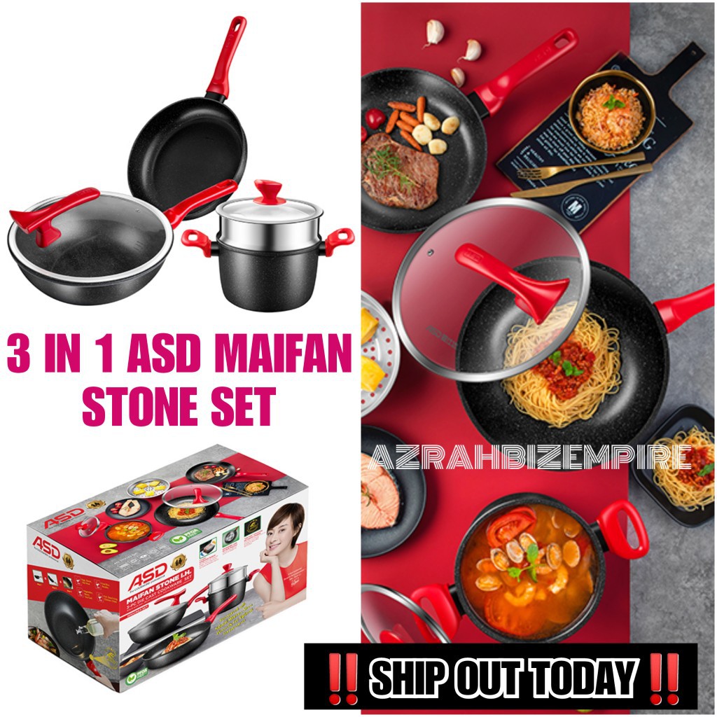 HOT! 3 IN 1 ASD MAIFAN STONE DIE CAST COOKWARE SET INDUCTION BASE / SET ...