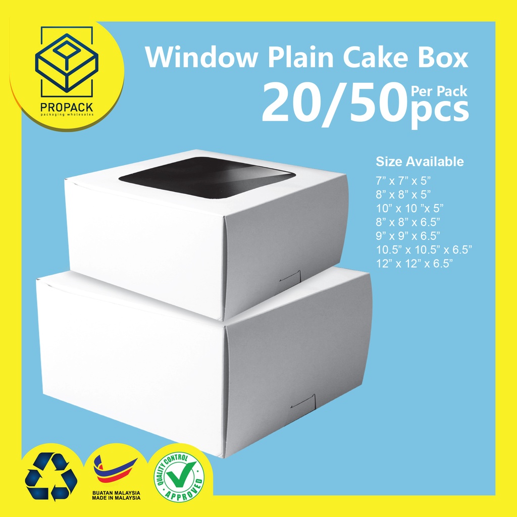 20/50pcs Window Tall Plain cake box 8,9,10,10.5,12 pvc window, kek ...