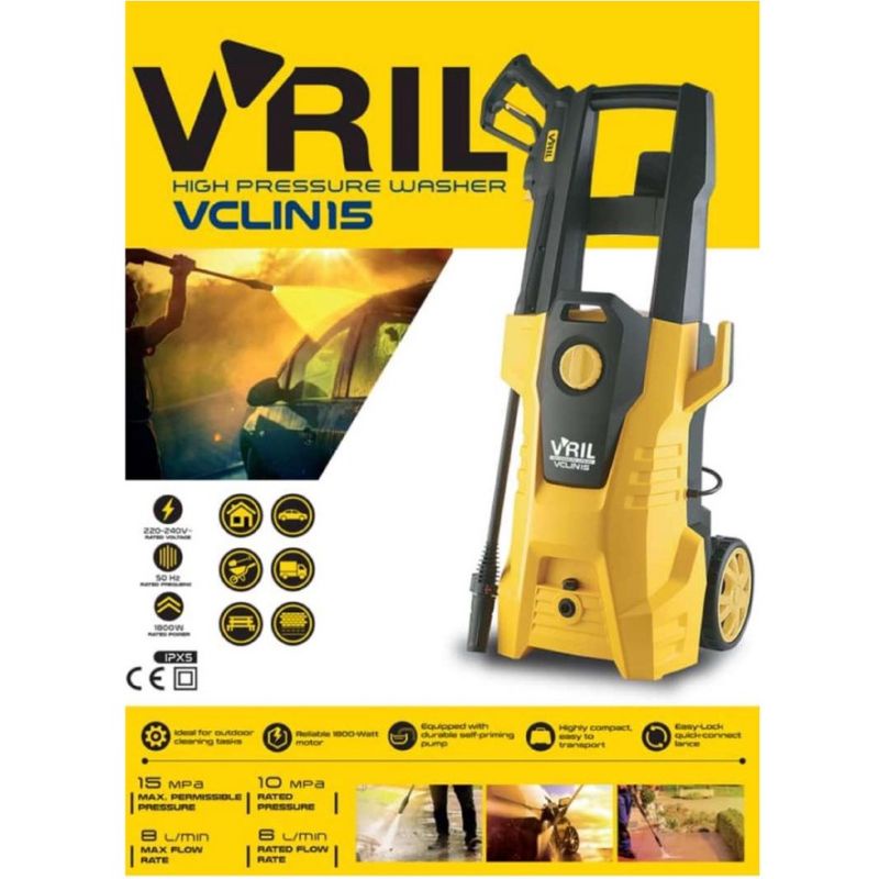 VRIL VCLIN15 1800W/150bar High Pressure Cleaner /| Water Jet Sprayer ...