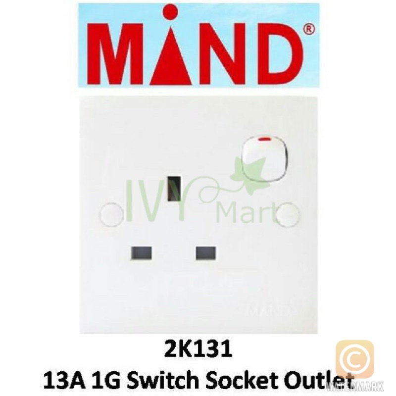 MIND 13AMP Switch Socket Outlet Suis Soket 13A 3PIN 2K131 / 插座 | Shopee ...