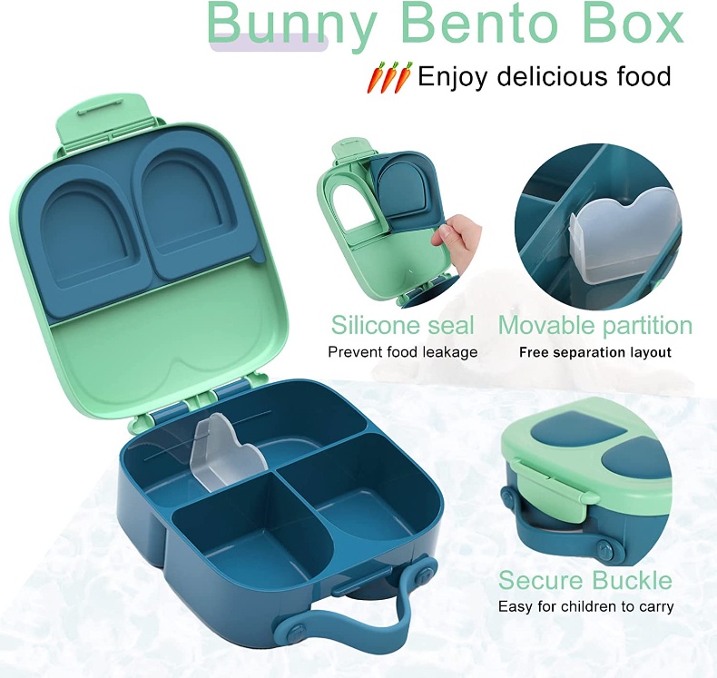 Bunny Bento Box for Kids Children Student for School with 4 ...