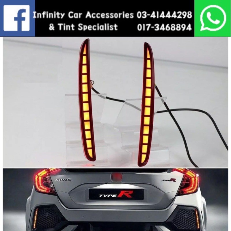 Honda Civic Fc Type R Rear Bumper Reflector Light Lamp Running Signal ...