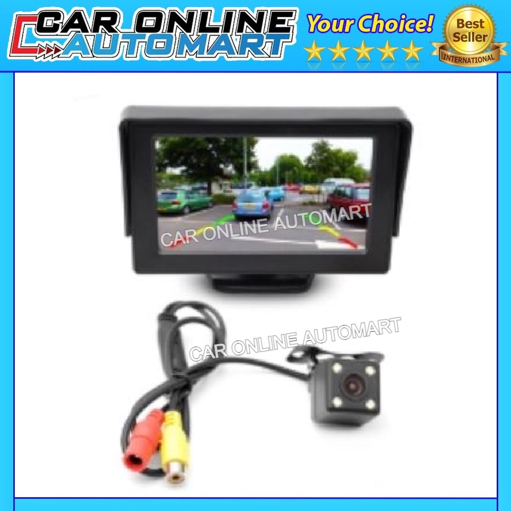 4.3” Car LCD Display Monitor + Car Reverse Camera Color CMOS Reversing ...
