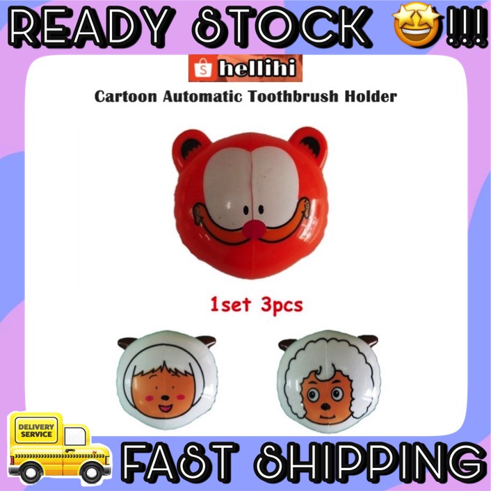 🔥BUY 1 FREE 2🔥Cartoon Automatic Toothbrush Holder (1set 3pcs) | Shopee ...