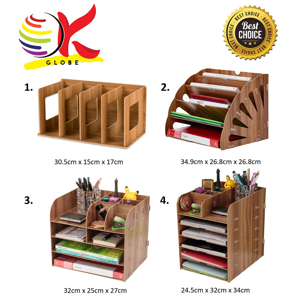 DIY WOODEN STATIONERY FILE RACK DESKTOP DRAWER ORGANIZER PEN PENCIL ...