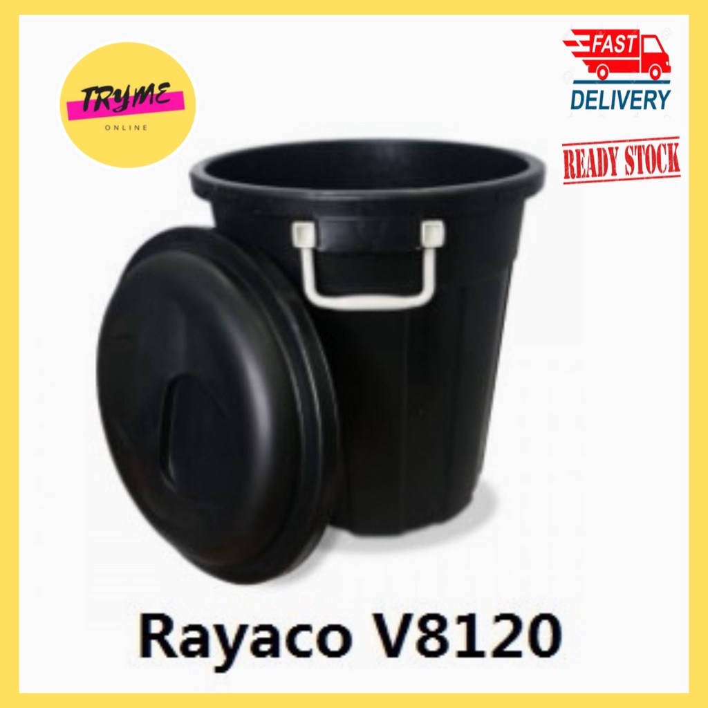 Rayaco V8120 12 Gallon Dustbin / Tong Sampah Hitam | Shopee Malaysia