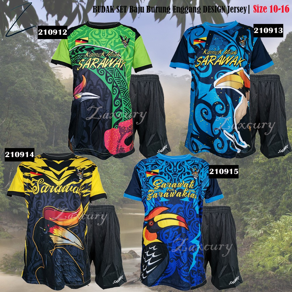 BUDAK SET Baju Batik Jersey Sarawakian Sarawak Design KID SET Burung ...