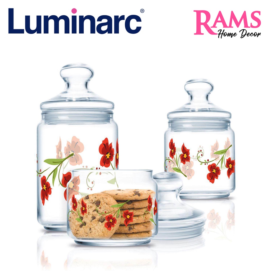 Luminarc 3 Pcs Pot Club Jar Set / Food Storage Jar / Airtight Lid ...