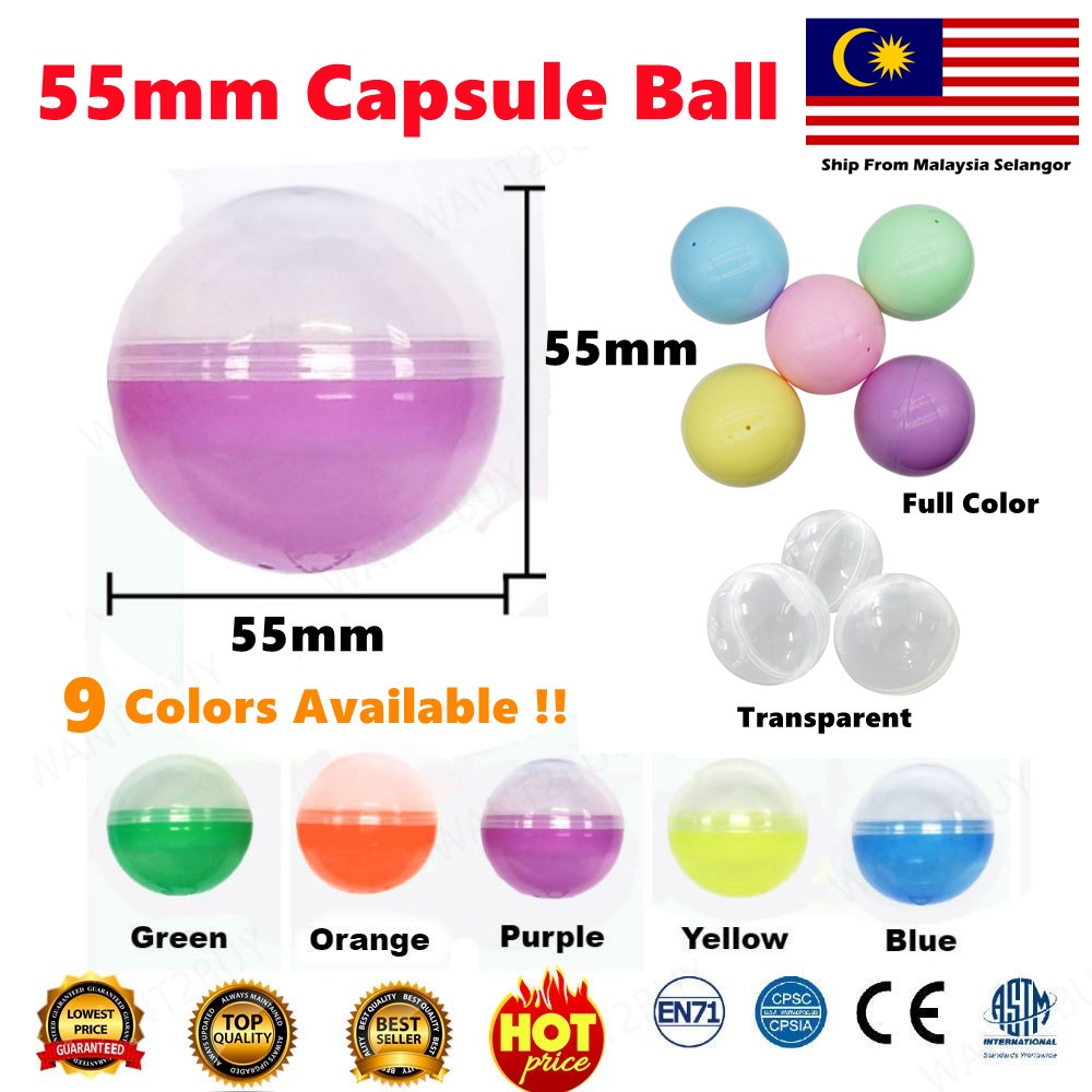 🇲🇾 55mm 5.5cm Colorful Transparent Plastic Surprise Egg Lucky Draw ...