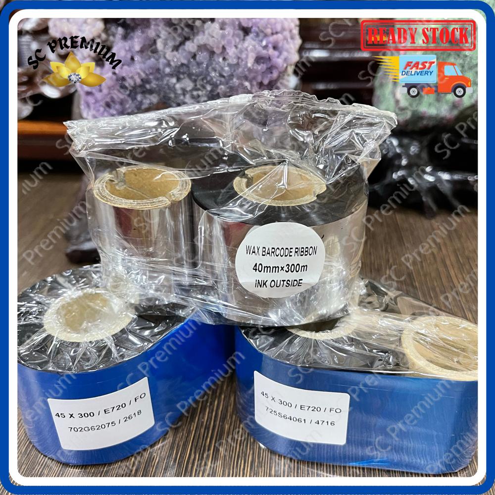 [Ready Stock] Wax Barcode Ribbon 40mm x 300m Ink Outside Face Out 45mm ...