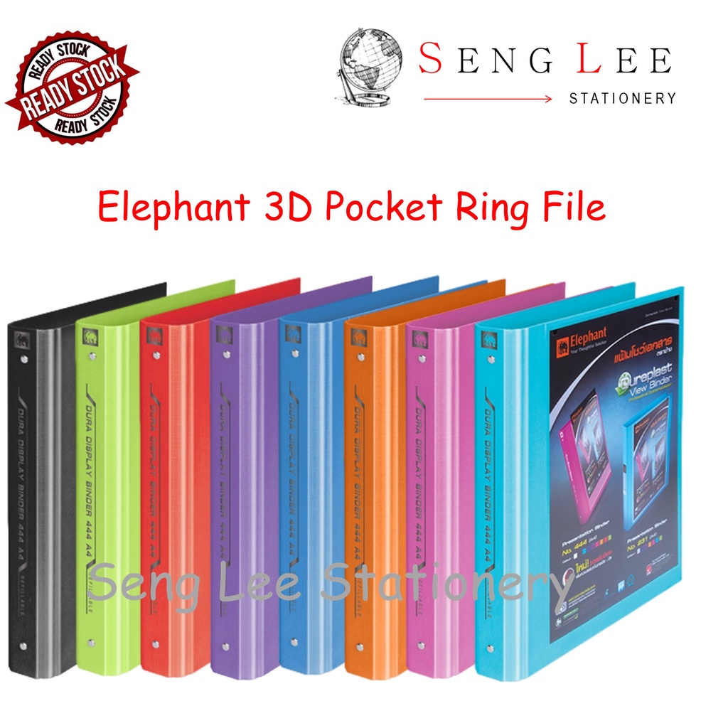 Elephant PP Dura Clear Folder A4 3D Ring File 444 Refillable Clear ...