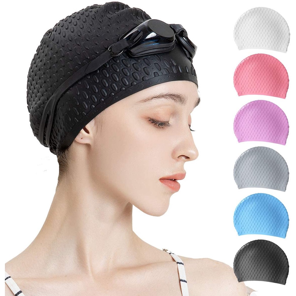Long Hair Silicone Swim Cap,Comfortable Bathing Cap Long Hair Man ...
