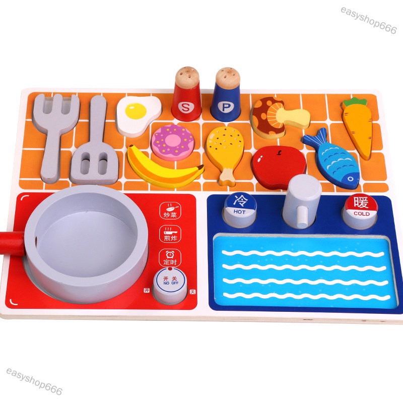easyshop666 Simulate Wooden Kids Kitchen Toy Set Play-House Cooking ...
