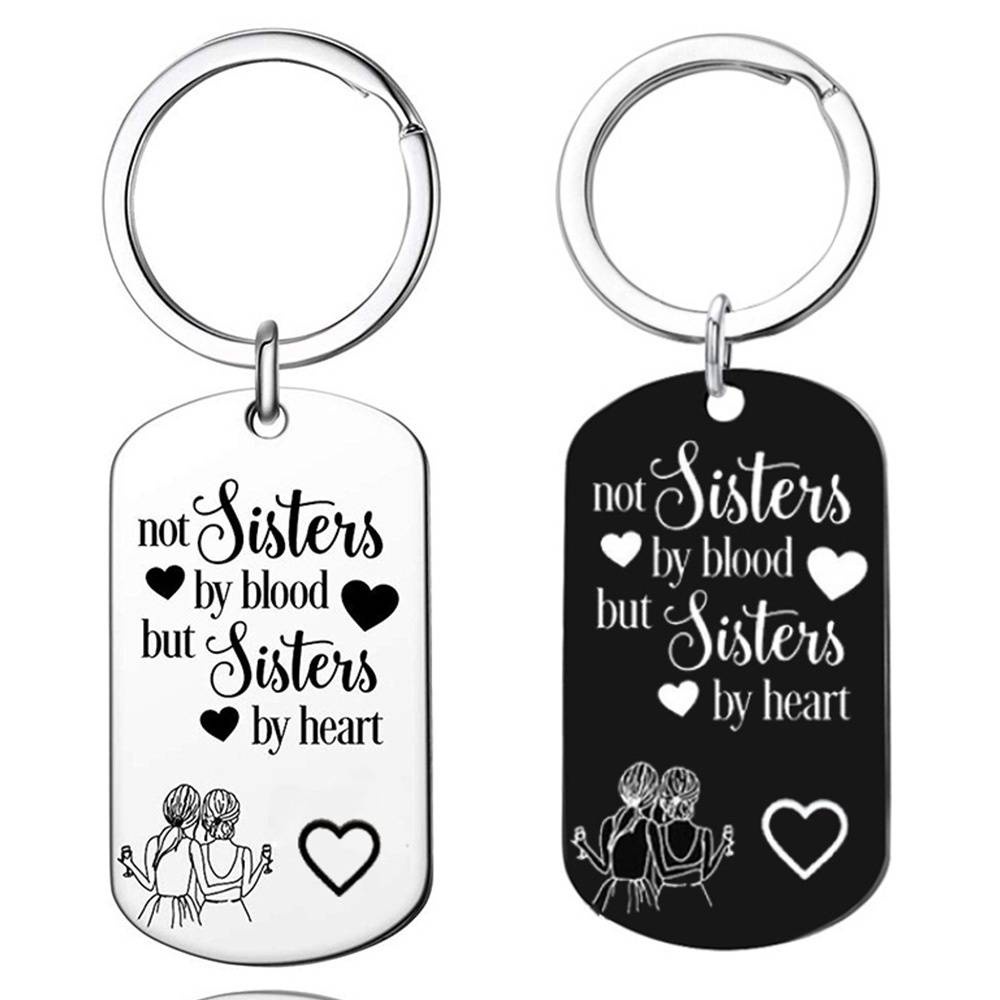 The Best Friend Keychain, BFF Keychain ,Not Sisters by Blood But Sisters by Heart Keychain for ...