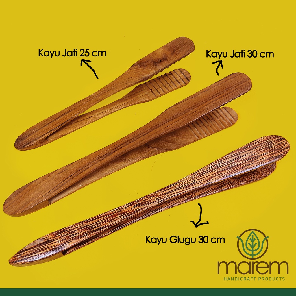 KAYU Cake Fried Tongs | | Food CAPITAN | Clamp | An | Solid Teak Wood ...