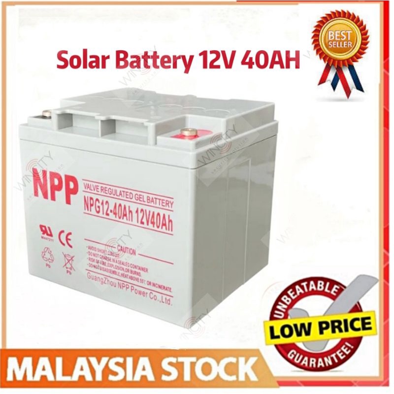 WSS NPP NPG 040 Solar Gel type DEEP CYCLE Battery NPG12-40AH 12V (Ready ...