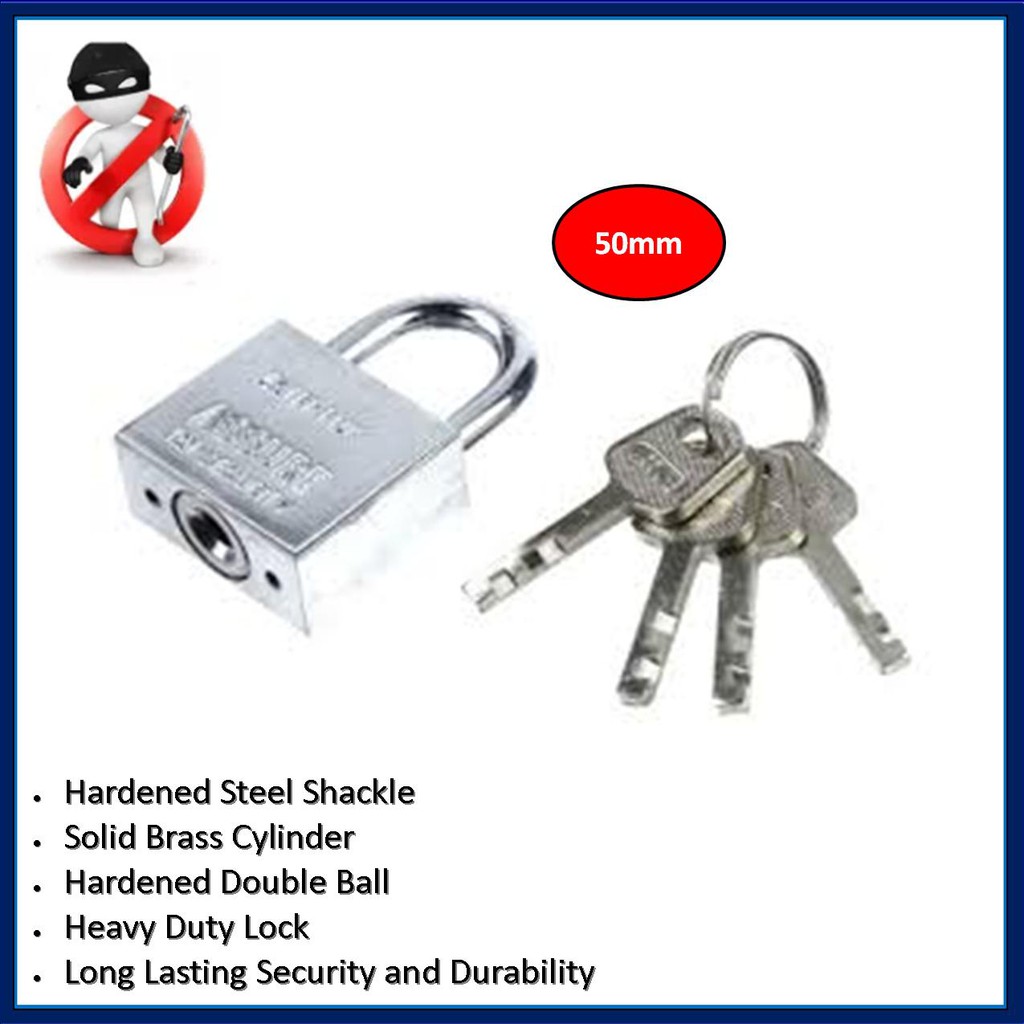 (Ready Stock) Solid Heavy Duty Security Door Lock 50mm Anti Cut Padlock ...