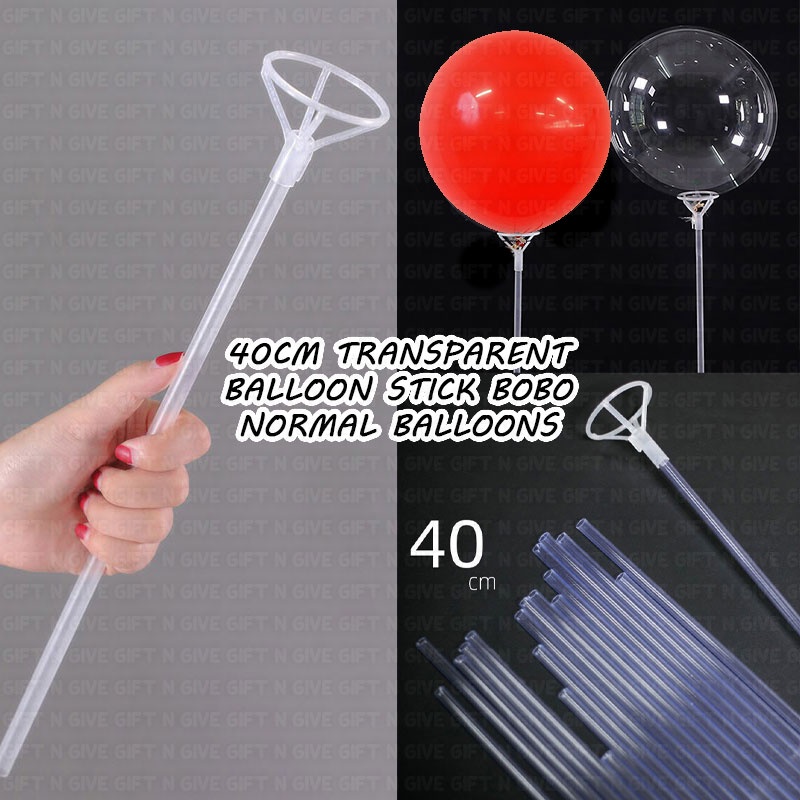 40CM Transparent Bobo Balloon Stick with Holder Rod Cup Balloons Party ...