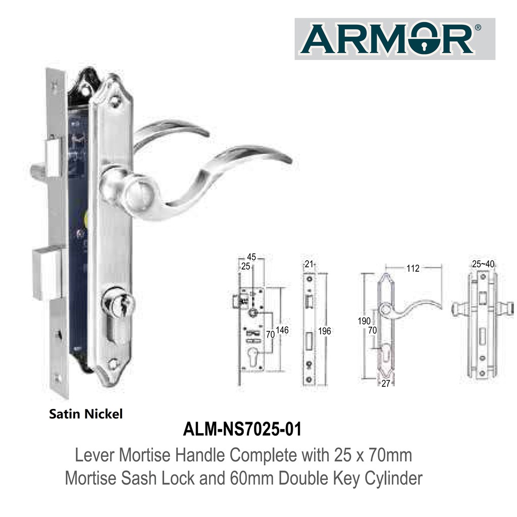 (READY STOCK) Grill Door Lock - Heavy Duty - Satin Nickel (Curve Handle ...
