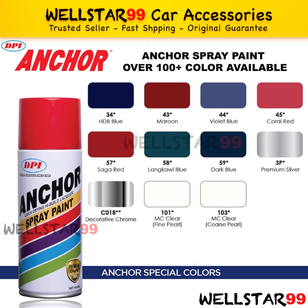 DPI ANCHOR Aerosol Spray Paint Special Colour Color Quick Drying 400mL ...