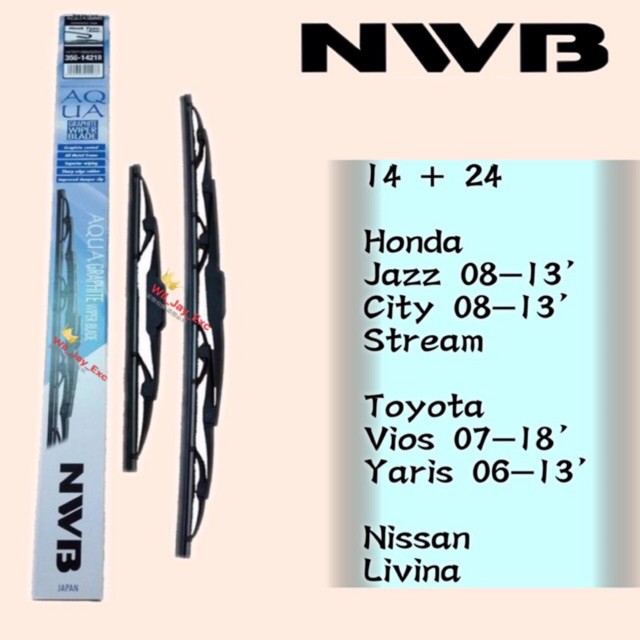 NWB GRAPHITE WIPER 14+24 BLADE AQUA JAPAN (14"+24")(CITY,JAZZ,STREAM,LIVINA,VIOS NCP93 | Shopee ...
