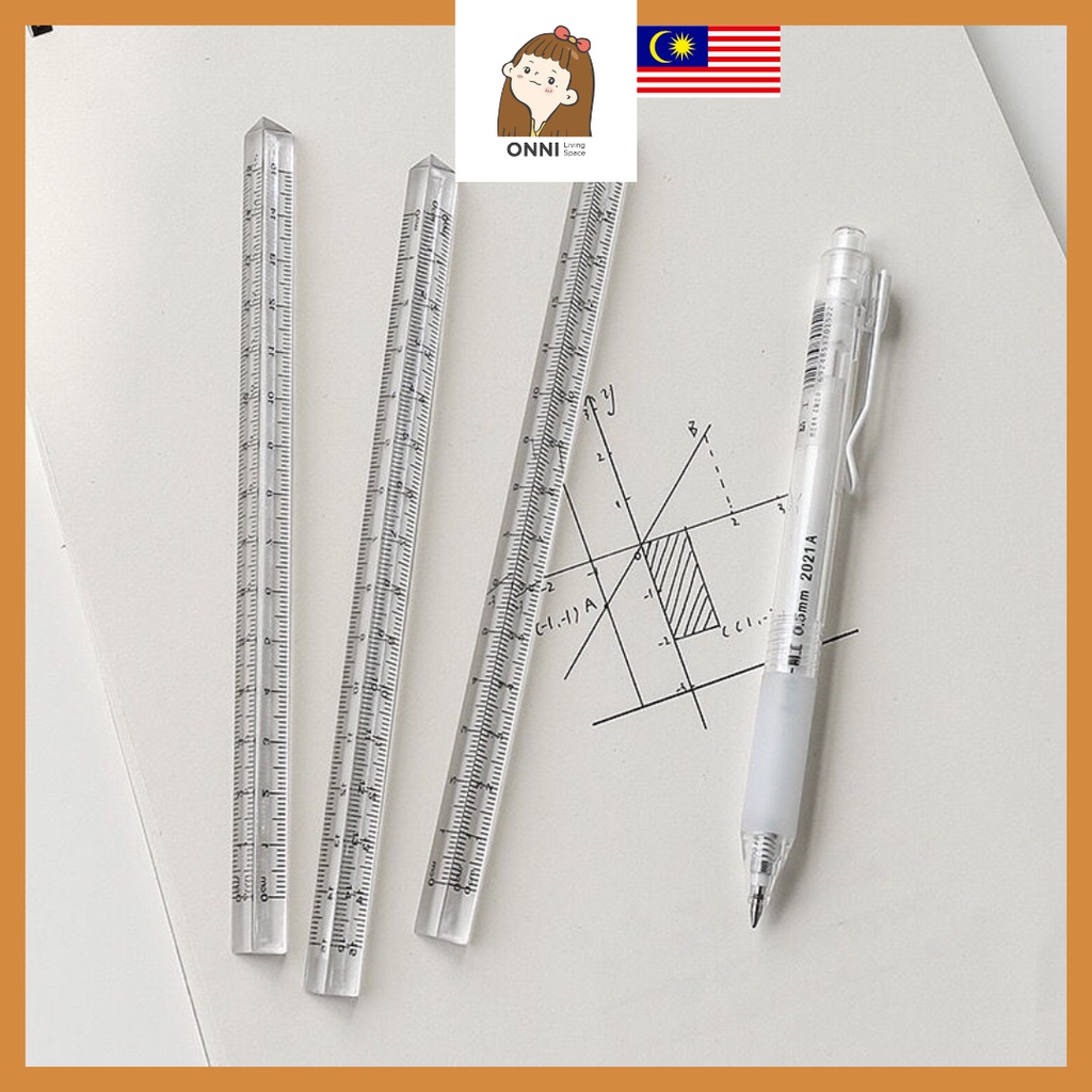 ONNI 🇲🇾 Transparent Triangle Ruler 15cm 20cm Muji Style Ruler ...