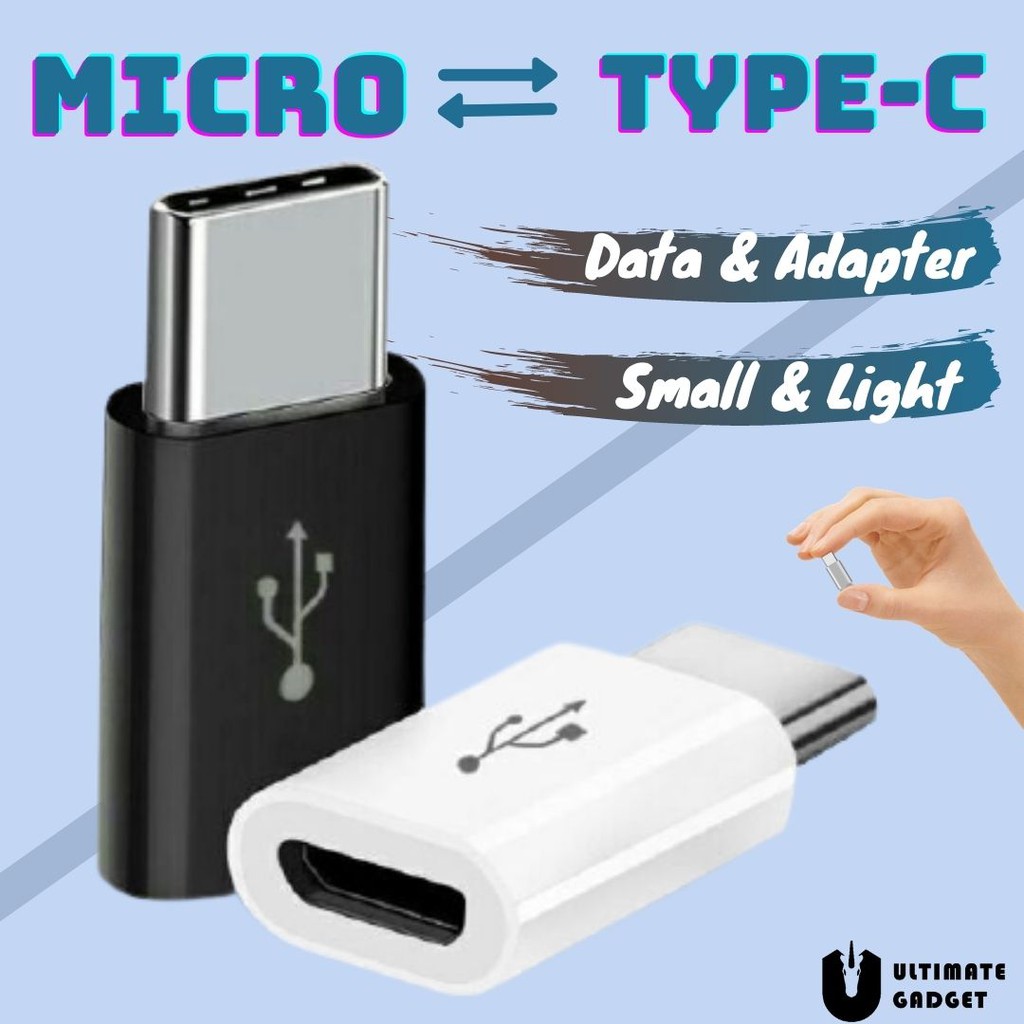 2 IN 1 Micro USB To Type-C Adapter Connector Mobile Phone OTG Cable ...