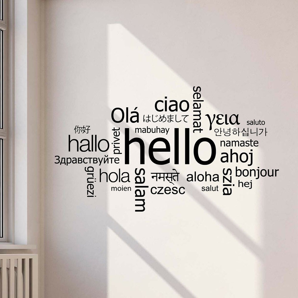 Hello In Different Languages Wall Decal Office Welcome Vinyl Wall ...
