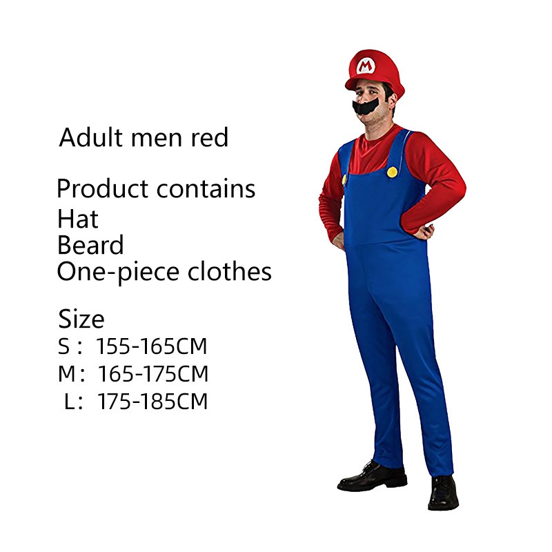 Super Mario Costume Adult Kids Anime Cosplay Costume Mario Performance ...