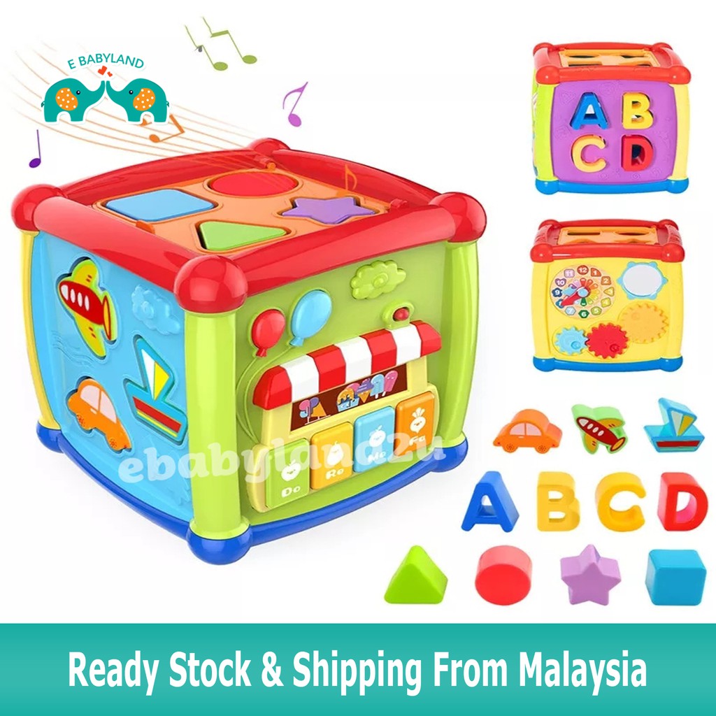 Huanger Baby Musical Fancy Cube Toy Alphabet Geometric Shape Sorter ...