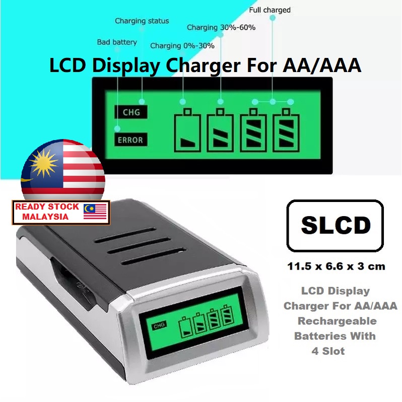 💡 New Stock 💡 LCD Display Charger For AA/AAA Rechargeable Batteries ...