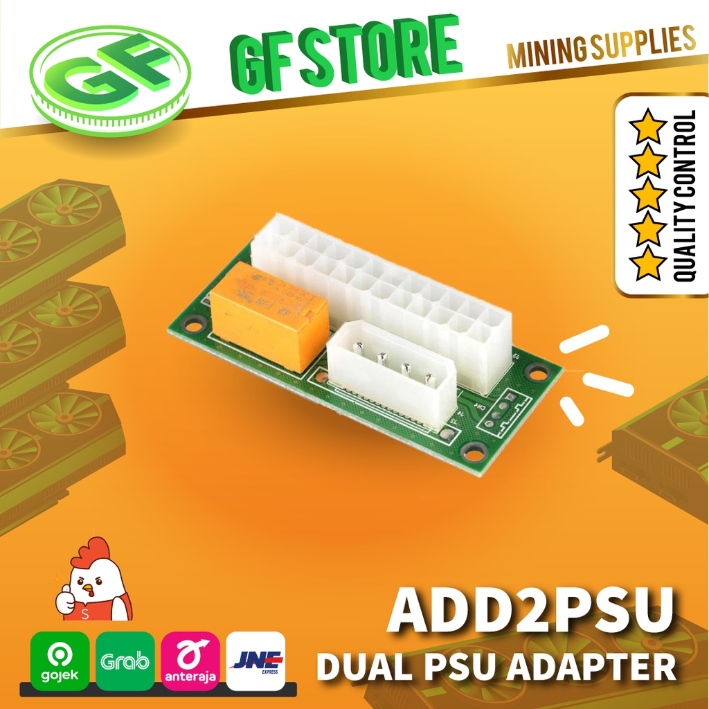 Dual PSU Power Sync Adapter Add2psu Connector ATX 24 pin & Molex ...