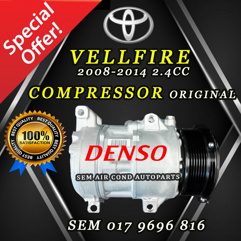 TOYOTA VELLFIRE ANH20 2008-2014 YEAR 2.4CC ORIGINAL DENSO COMPRESSOR (CAR AIRCOND SYSTEM ...