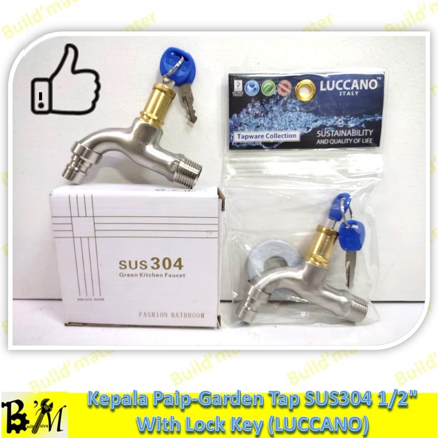Kepala Paip-Garden Tap SUS304 1/2" With Lock Key (LUCCANO) | Shopee ...