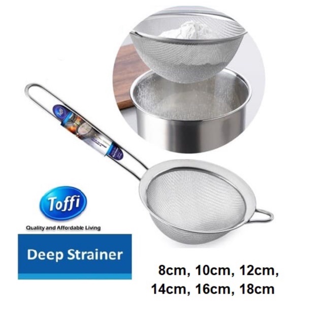 Toffi Stainless Steel Deep Strainer Fine Mesh Sieve Skimmer Oil Flour ...