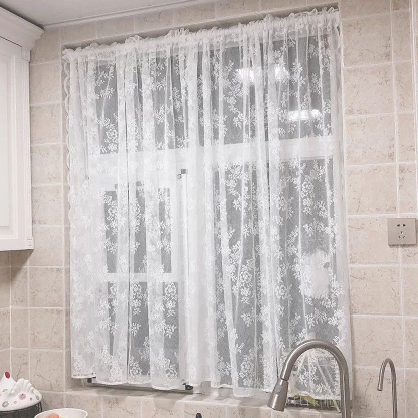 ️Ready Stock ️White Lace Sheer Curtain for Kitchen Home Soft Floral ...