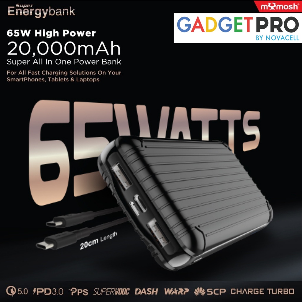 MYMOSH SUPER POWERBANK 65W HIGH POWER 20000MAH FAST CHARGING, PD3.0 ...