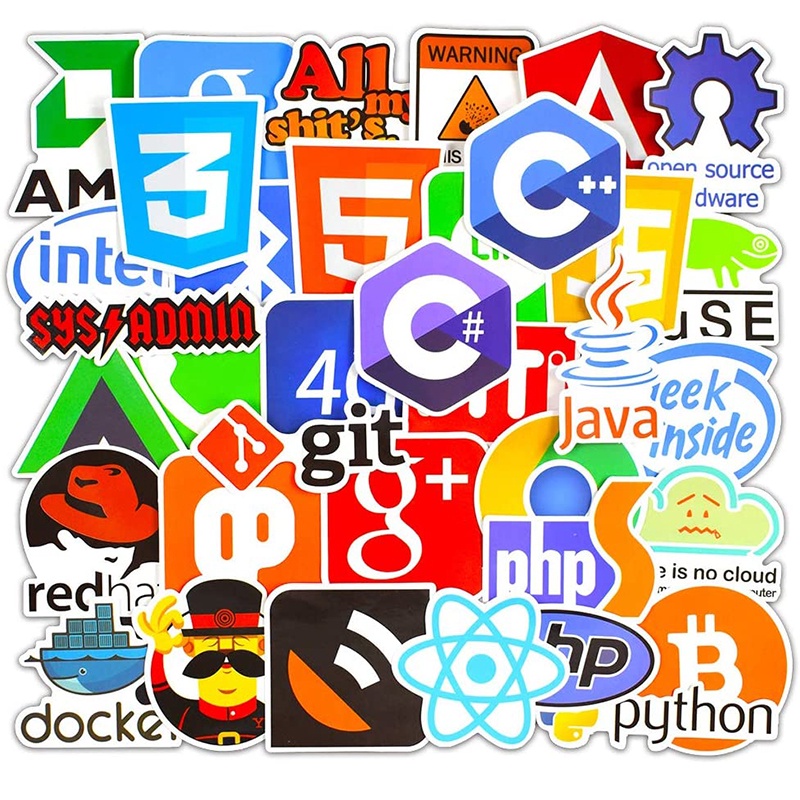 Laptop Stickers for Program Developer Software Coder Hacker Engineer Dev Language 100pcs ...