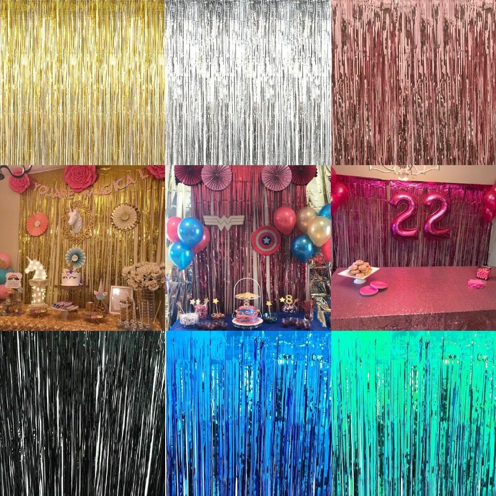 1M*2M Bachelorette Party Backdrop Curtains /Glitter Gold Foil Fringe ...
