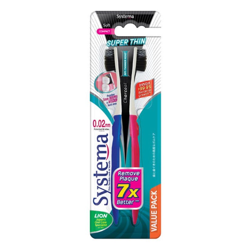 SYSTEMA Super Thin Charcoal Toothbrush (2s) | Shopee Malaysia