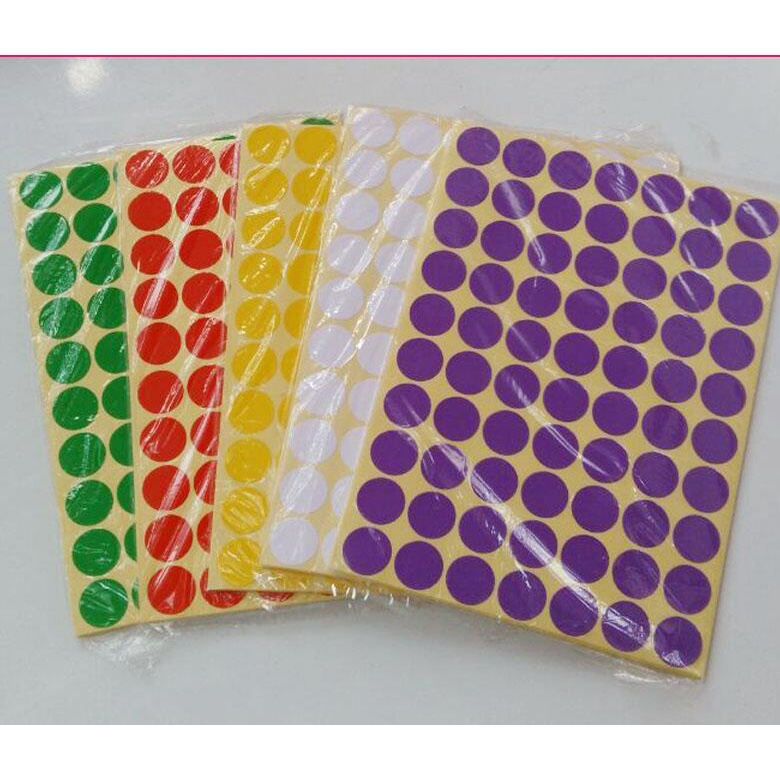 💥10 sheets💥Round Self Adhesive White / Fluorescent Color Label Sticker ...