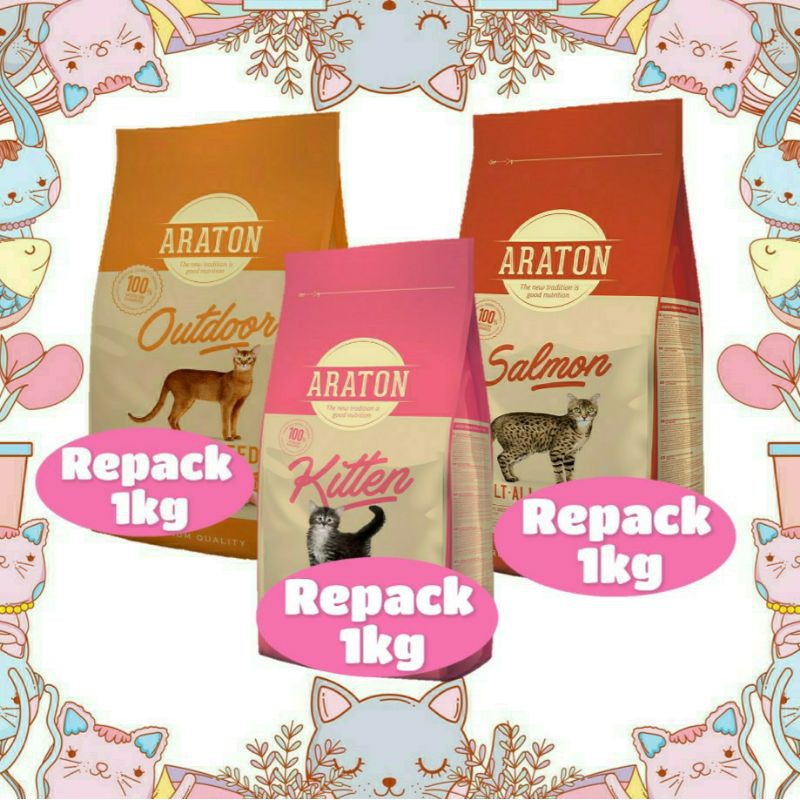 💥 ARATON ADULT SALMON, ADULT OUTDOOR, KITTEN REPACK 1kg 💥 | Shopee Malaysia