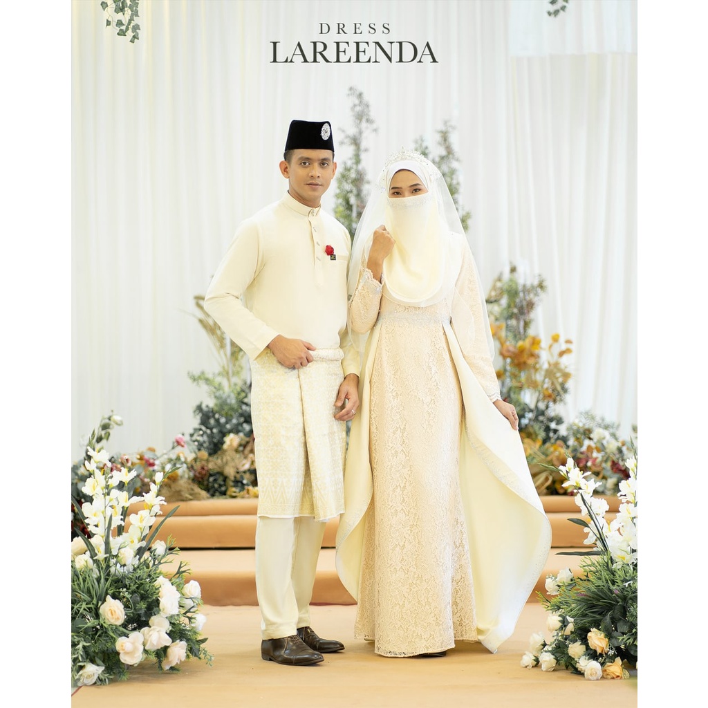 MOFF Bridal Set BAJU DRESS Lareenda In CREAM | Nikah Kahwin |Tunang ...