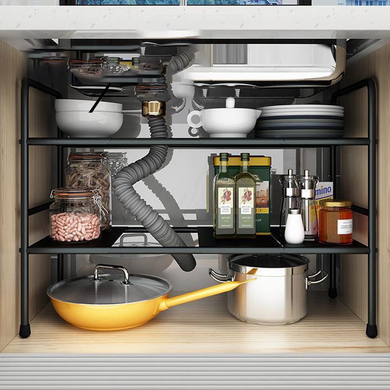 Extendable Stainless Steel Kitchen Organizer Under Sink Rack Kitchen ...