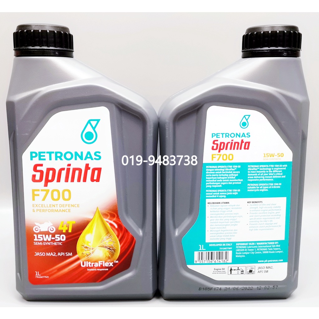Petronas Engine Oil 4T 2T F700 15W50 Sprinta Mineral 100% Fully Semi ...