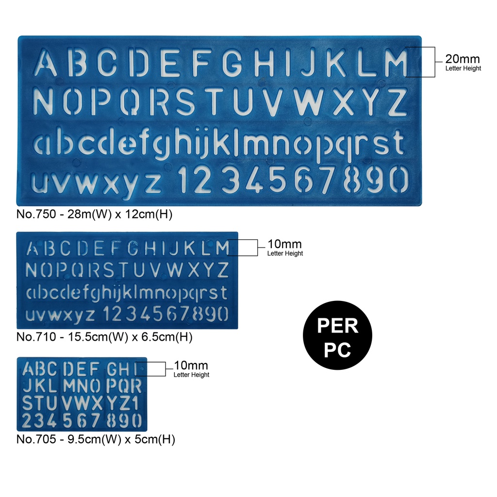 Plastic ABC Stencil Plate (Letter Height 10mm / 20mm) Numerical Capital ...