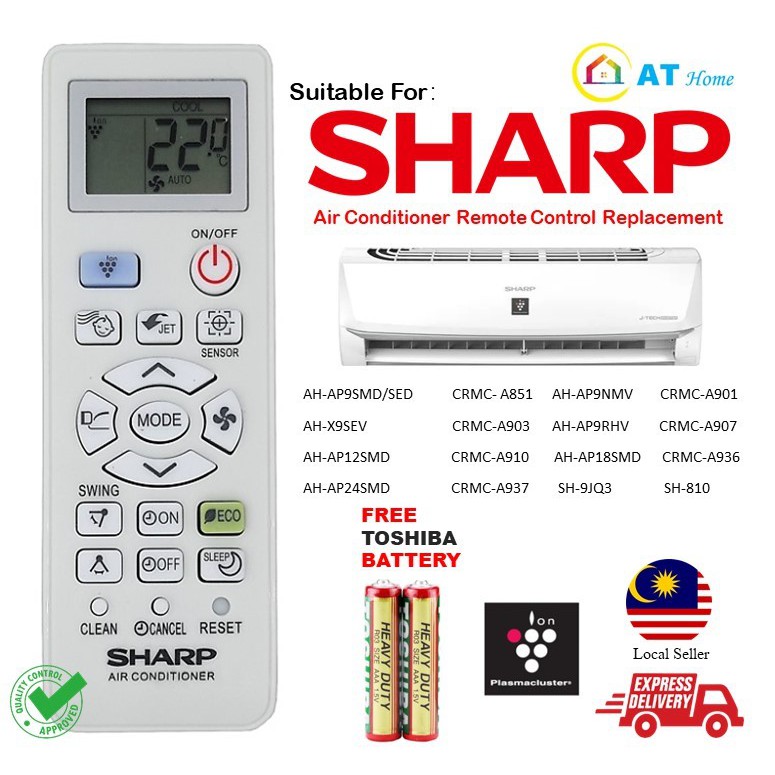 Sharp Air Cond Remote Control Replacement Ion ECO INVERTER Aircon Spare ...